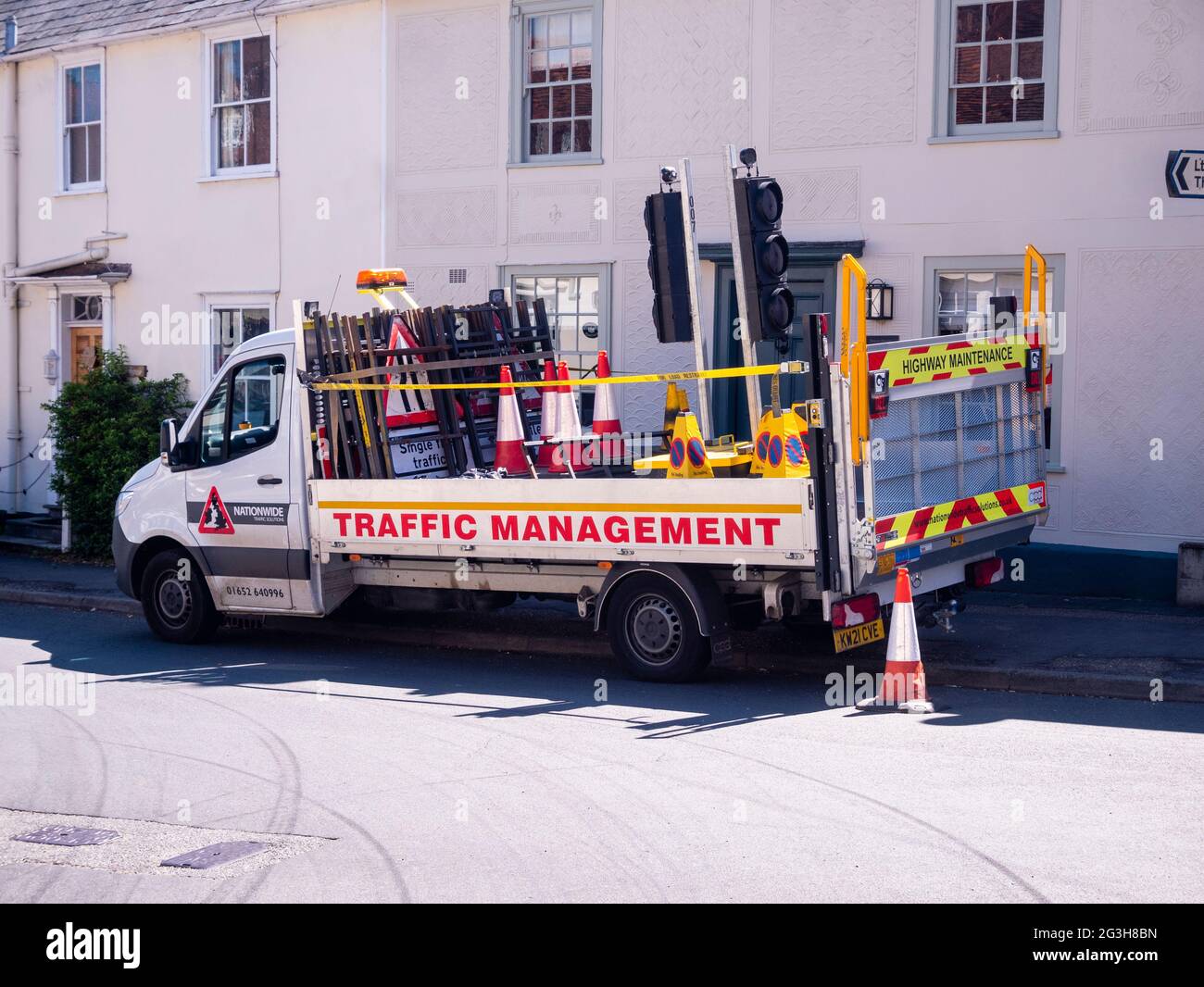 Traffic management equipment loaded on a van ready for use Stock Photo ...