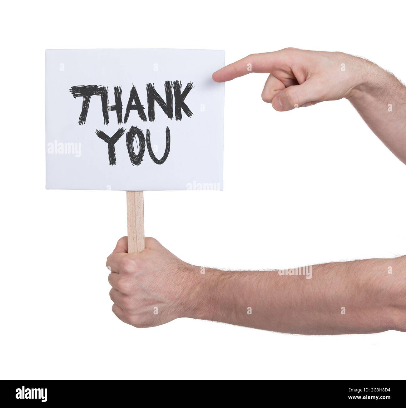 Hand holding sign, isolated on white Stock Photo - Alamy