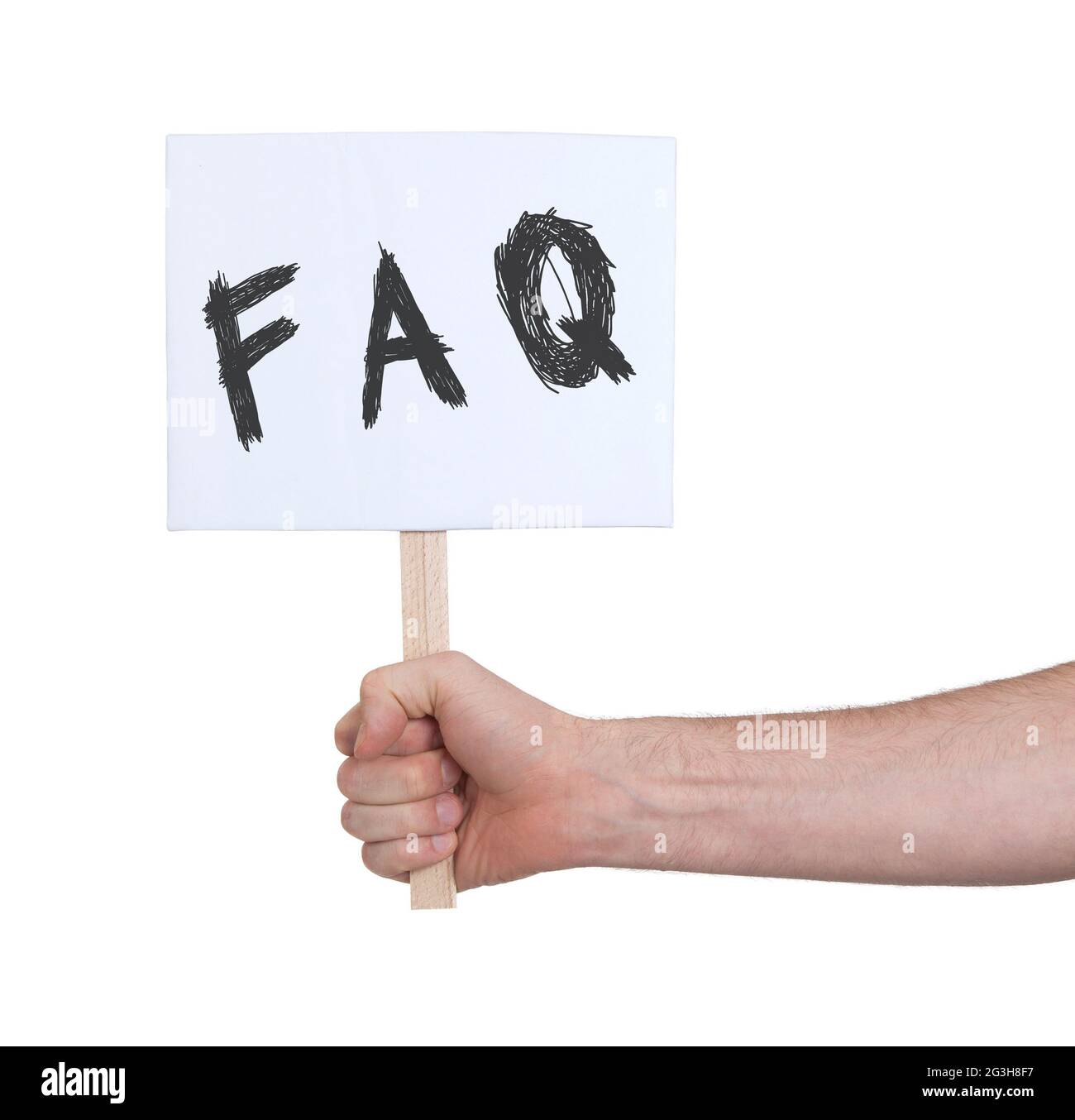 Hand holding sign, isolated on white Stock Photo - Alamy