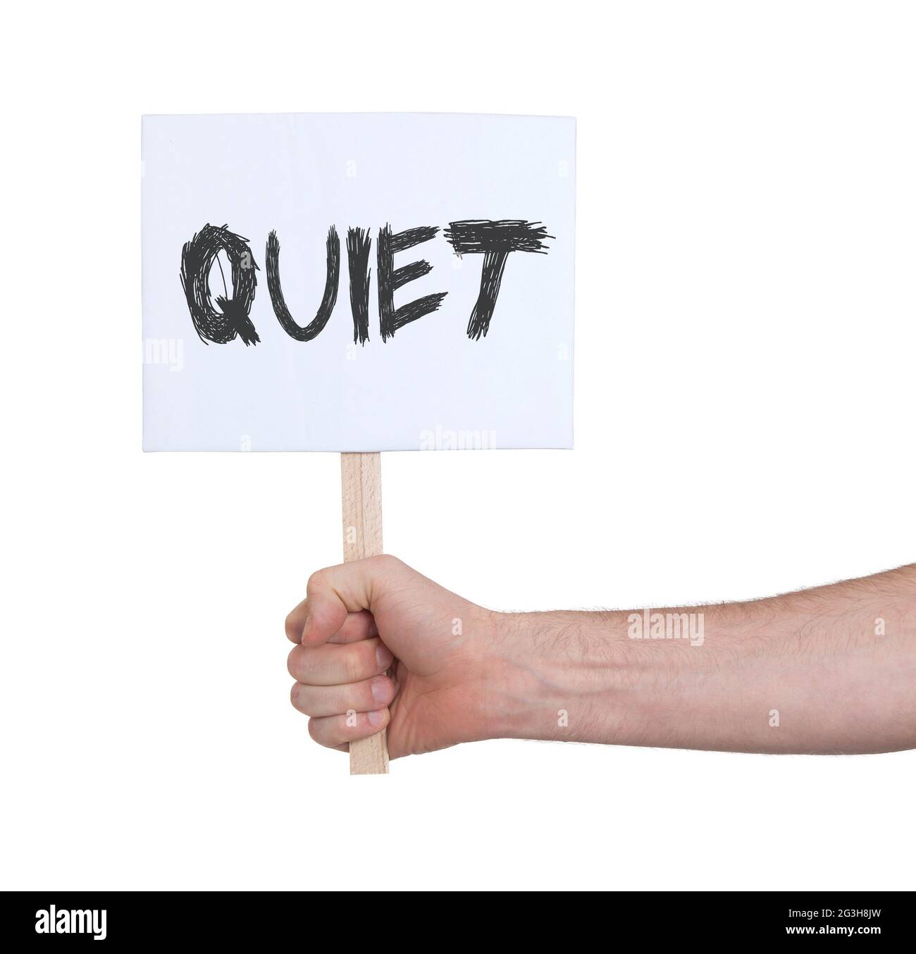 Hand holding sign, isolated on white Stock Photo - Alamy