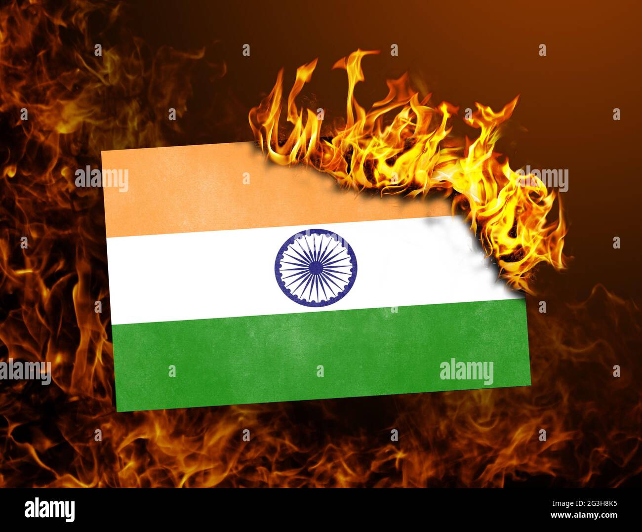 Flag burning - India Stock Photo - Alamy