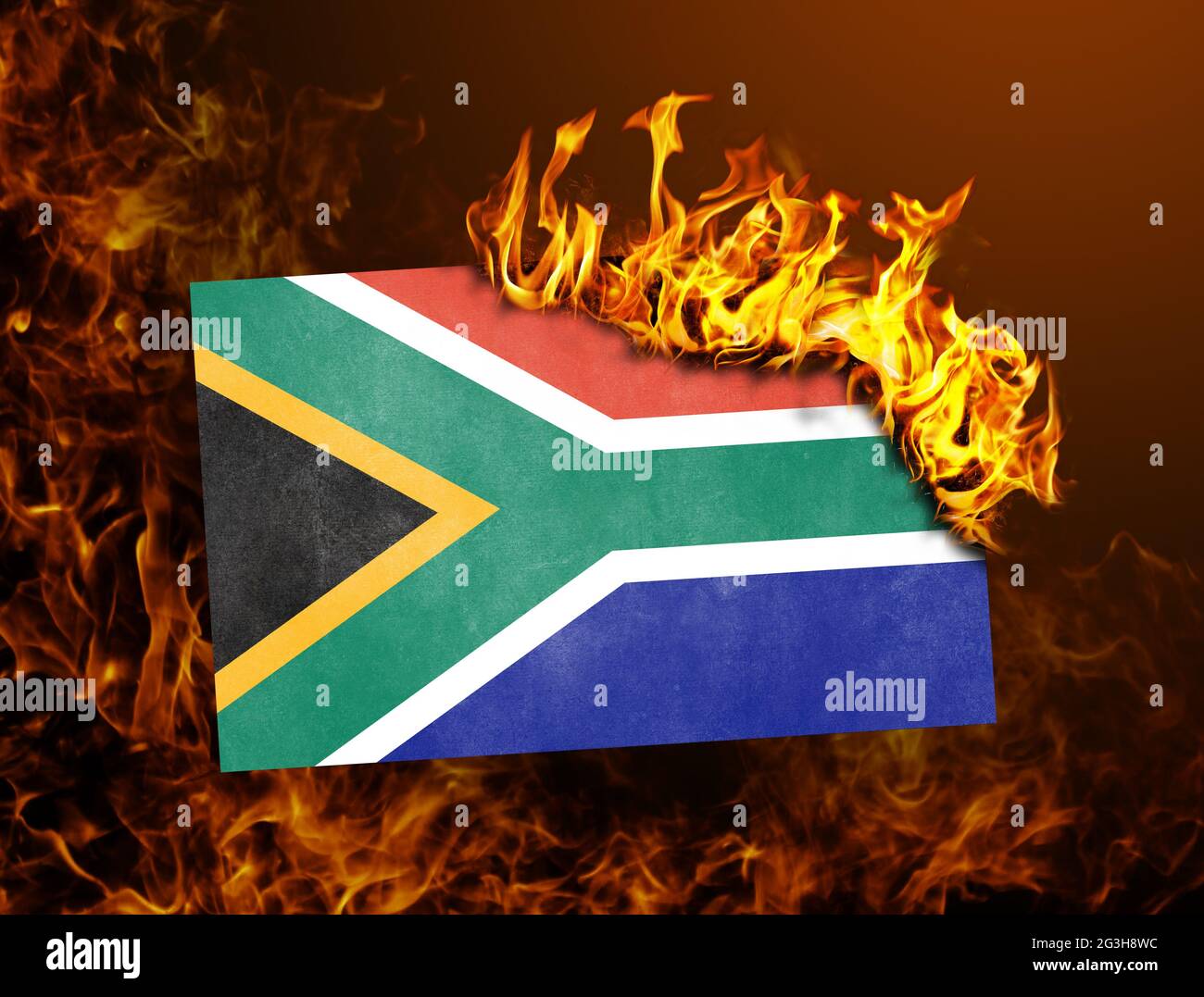 South africa burning fire flag hi-res stock photography and images - Alamy