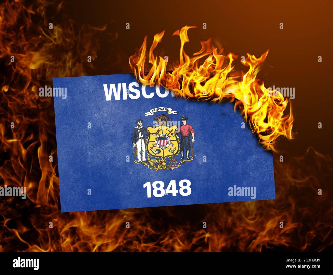 Flag burning - Wisconsin Stock Photo - Alamy