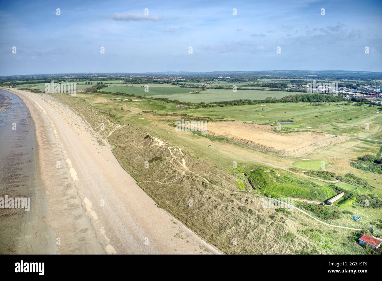 Aerial photo of West Beach at Littlehampton with the sand dunes ...