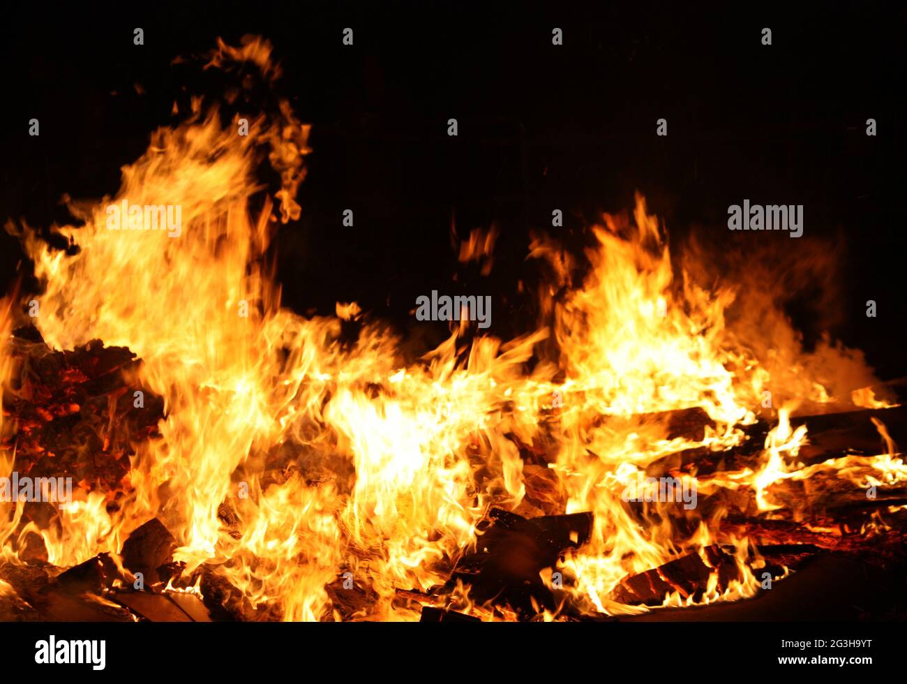The Burning Flames of an Intense and Bright Fire Stock Photo - Alamy