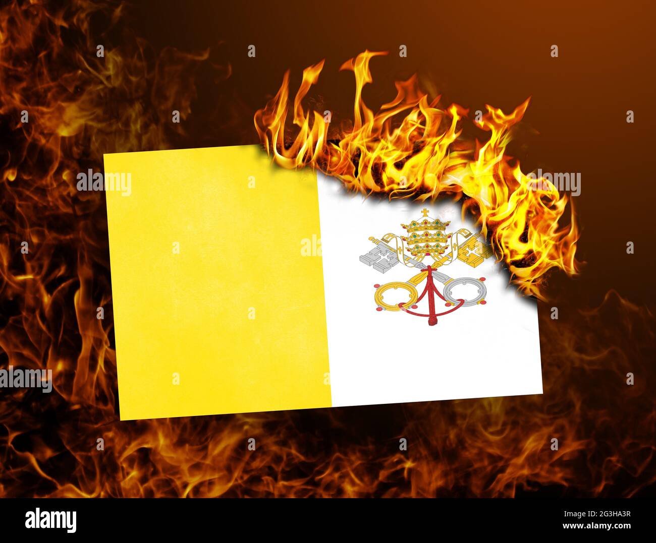 Vatican city burning fire flag hi-res stock photography and images - Alamy