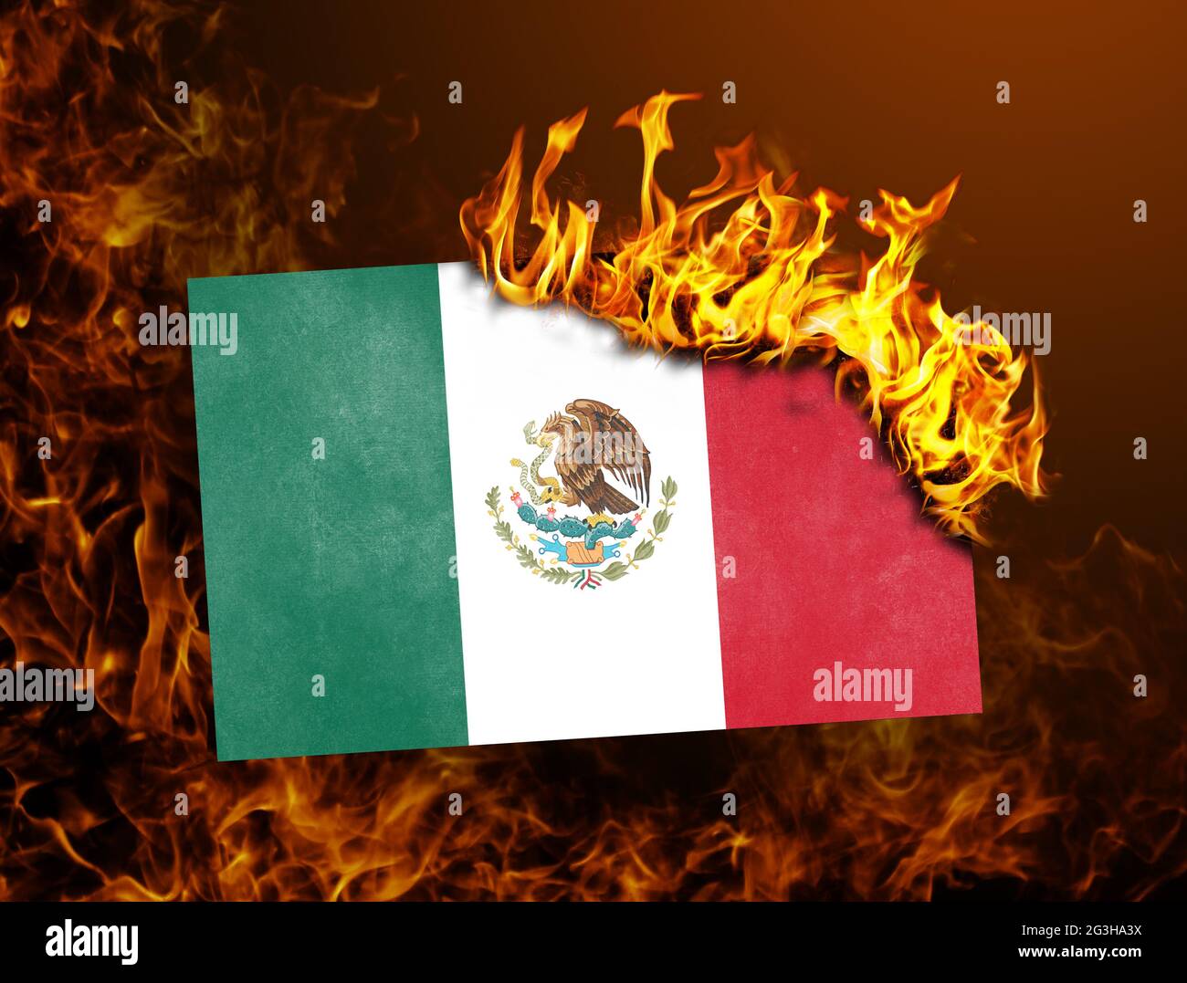 Flag burning - Mexico Stock Photo - Alamy