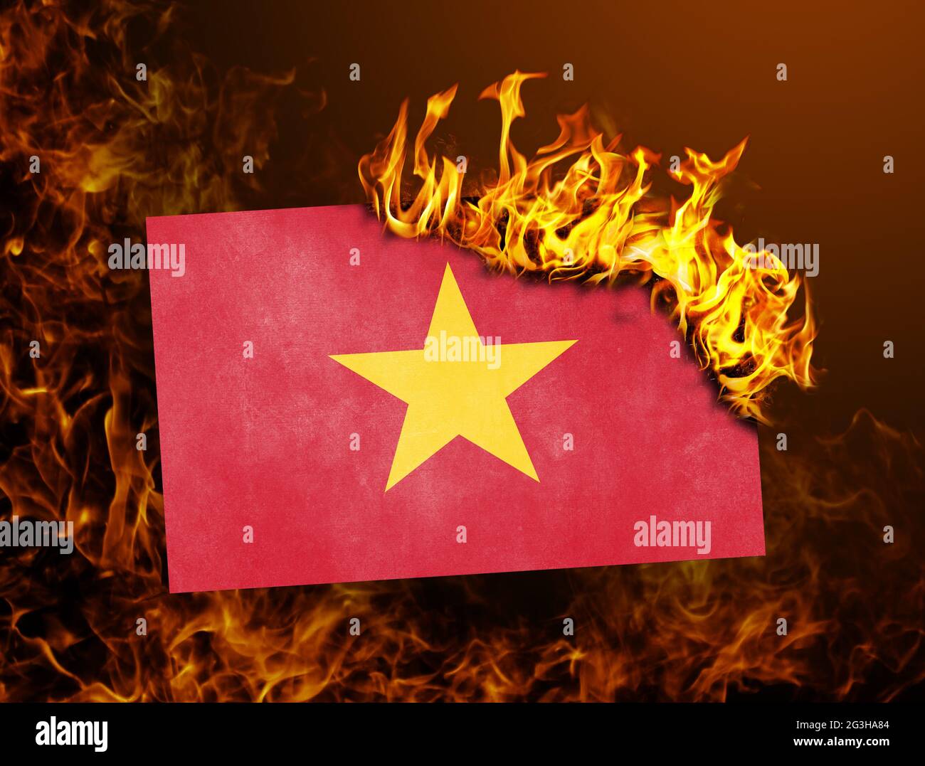 Flag burning - Vietnam Stock Photo - Alamy