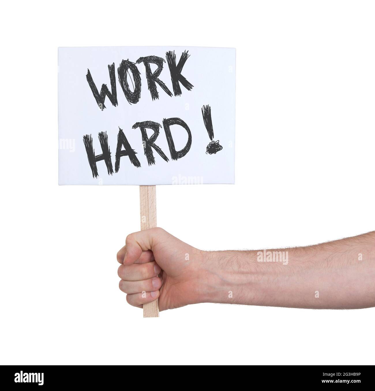 Hand holding sign, isolated on white Stock Photo - Alamy