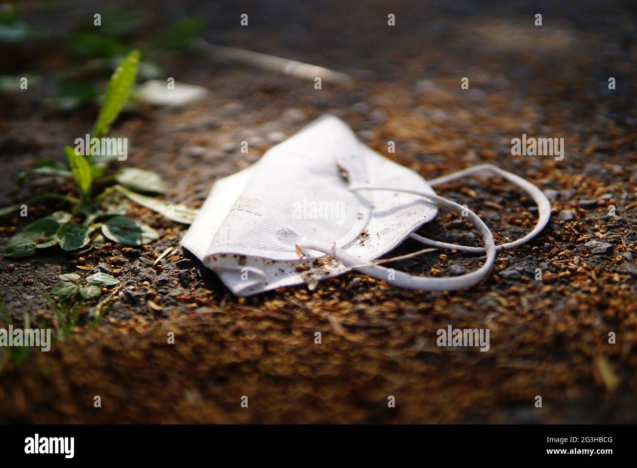 Environmental pollution with disposable FFP2 mask Stock Photo - Alamy