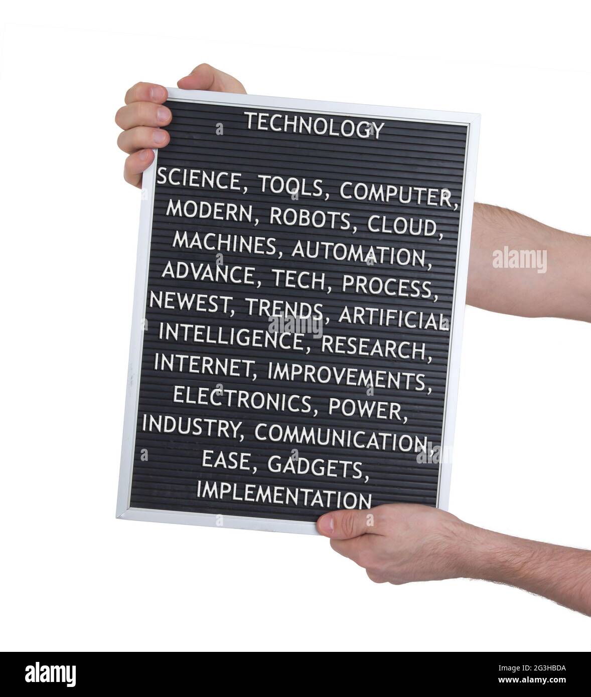 Technology concept in plastic letters on very old menu board Stock ...