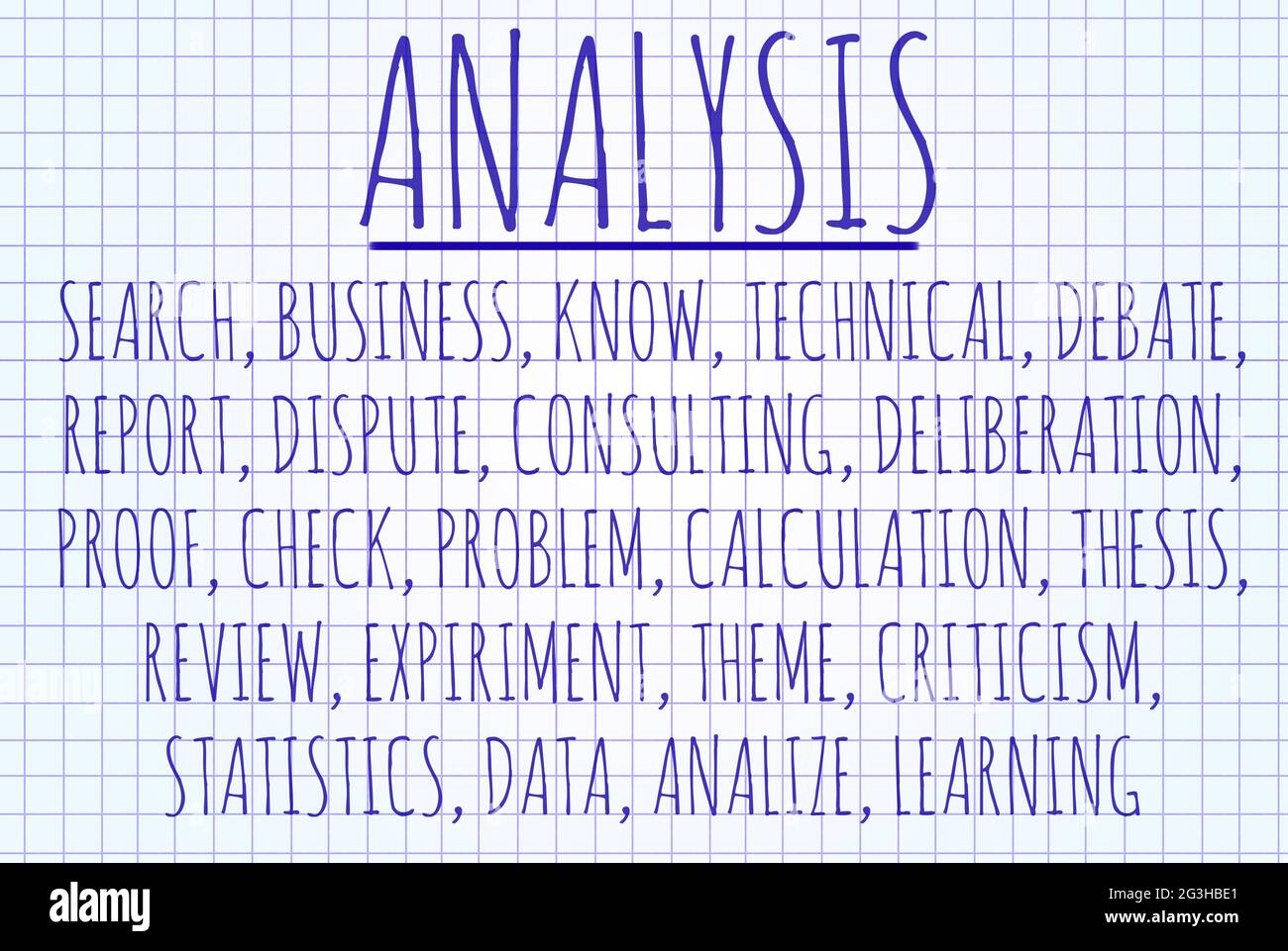 Analysis word cloud Stock Photo - Alamy