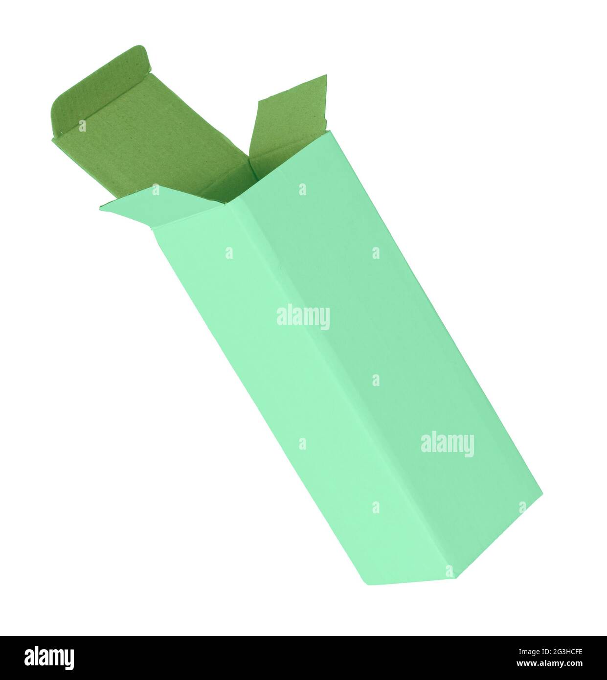 Green cardboard box on a white background Stock Photo - Alamy