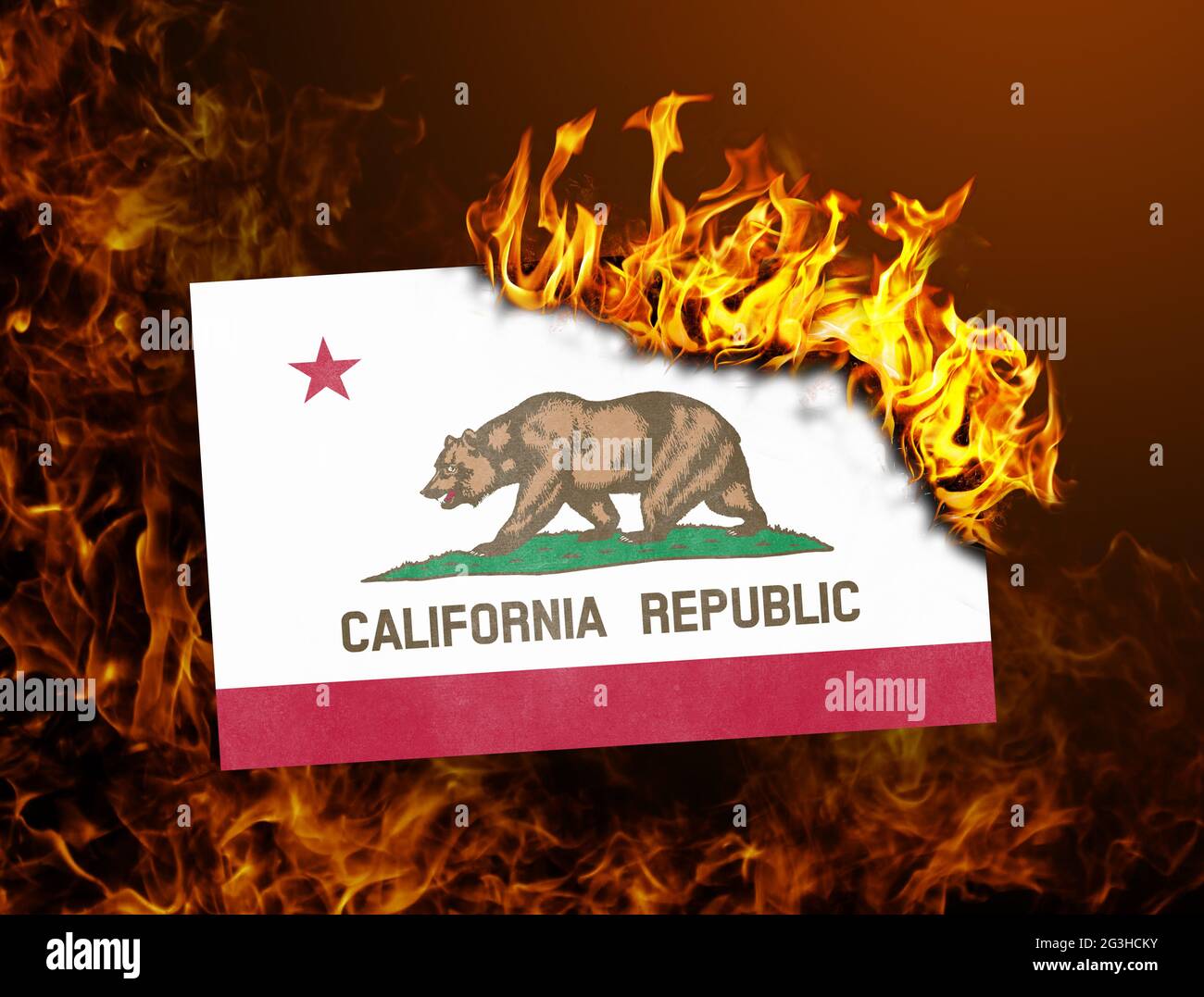 Flag burning - California Stock Photo - Alamy