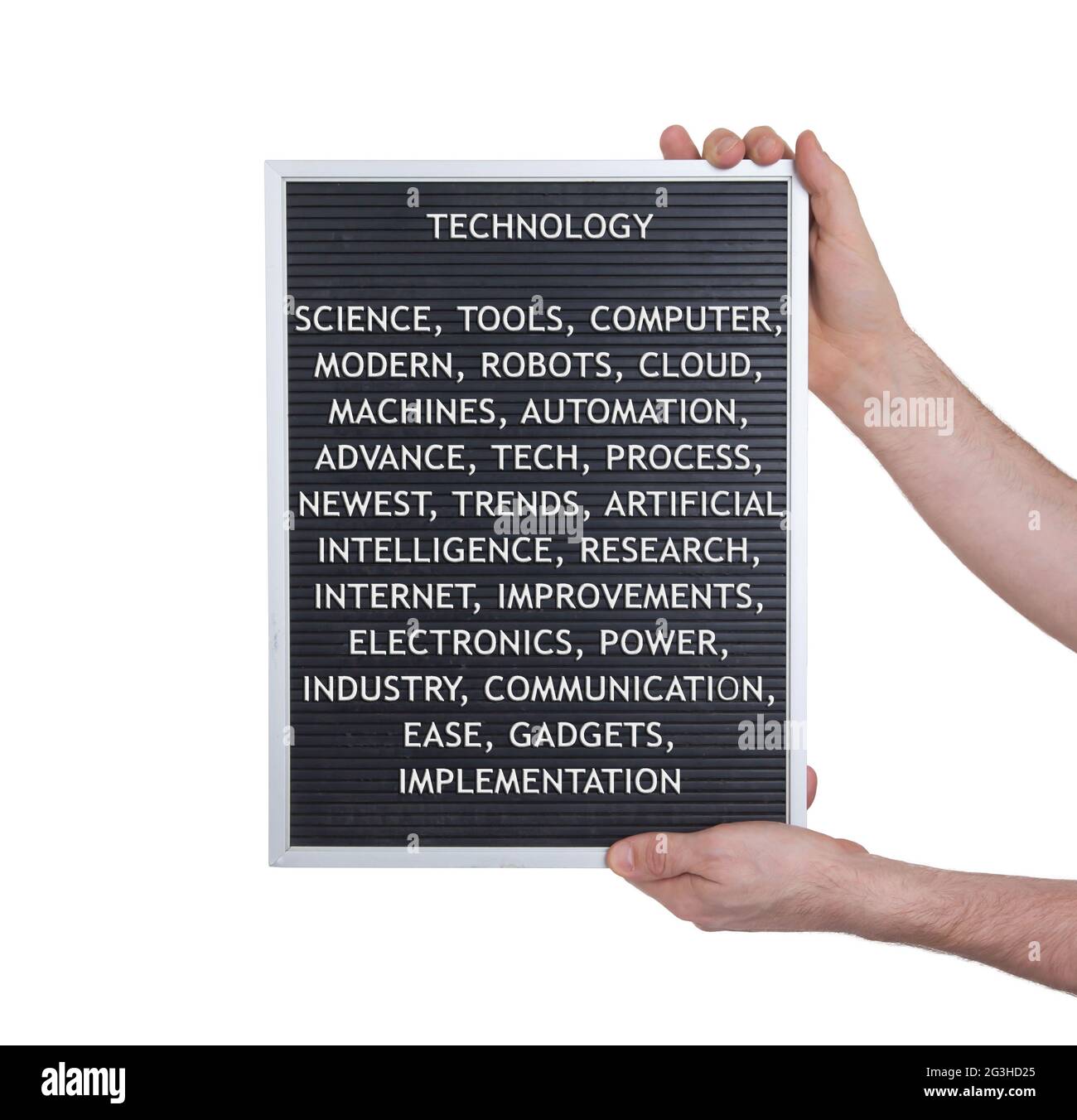 Technology concept in plastic letters on very old menu board Stock ...