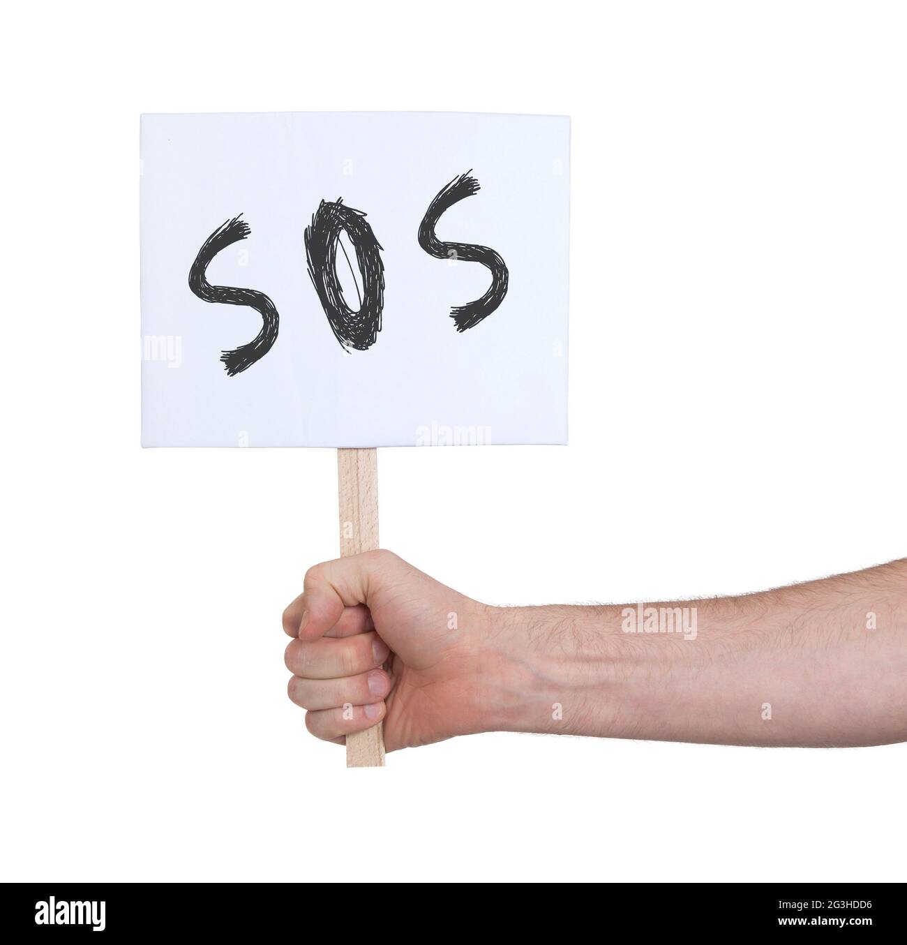Hand holding sign, isolated on white Stock Photo - Alamy