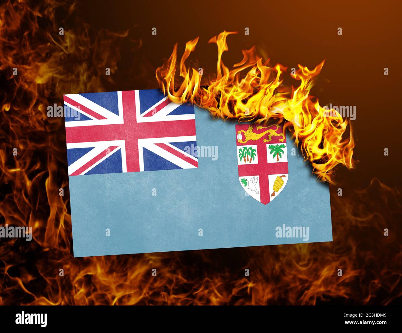 Flag burning - Fiji Stock Photo - Alamy