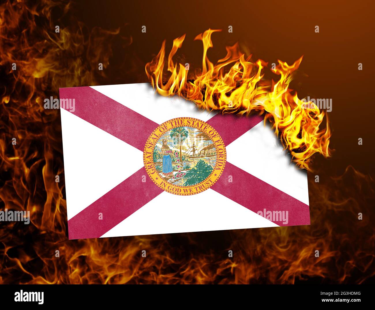 Flag burning - Florida Stock Photo - Alamy