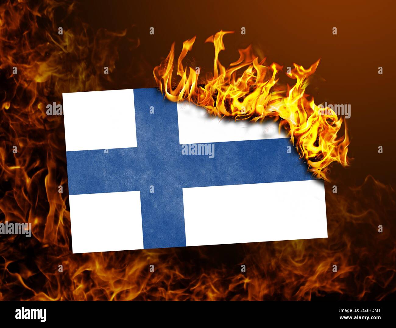 Flag burning - Finland Stock Photo - Alamy