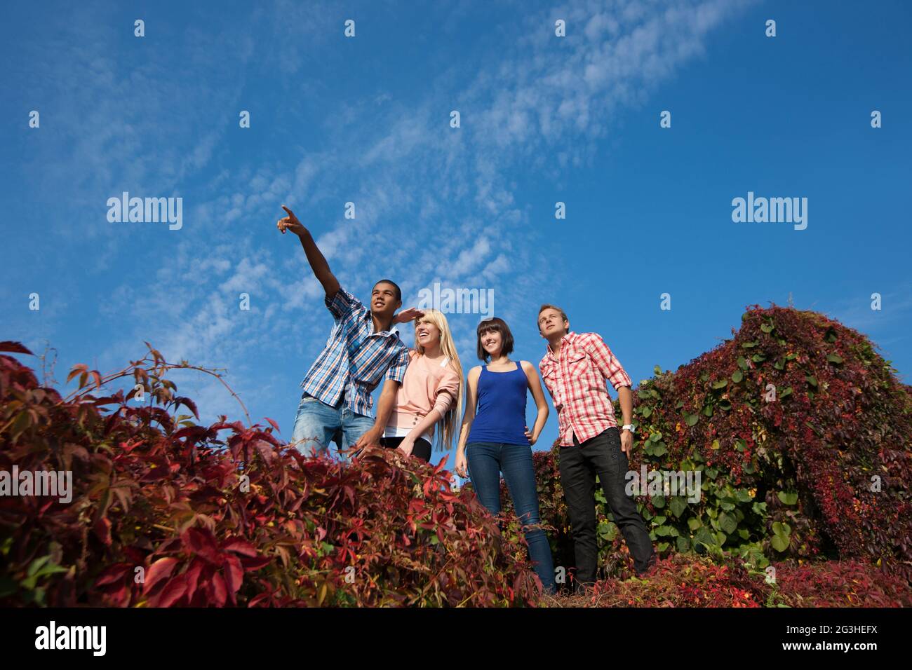 People rise up hands acrosss sky Stock Photo - Alamy