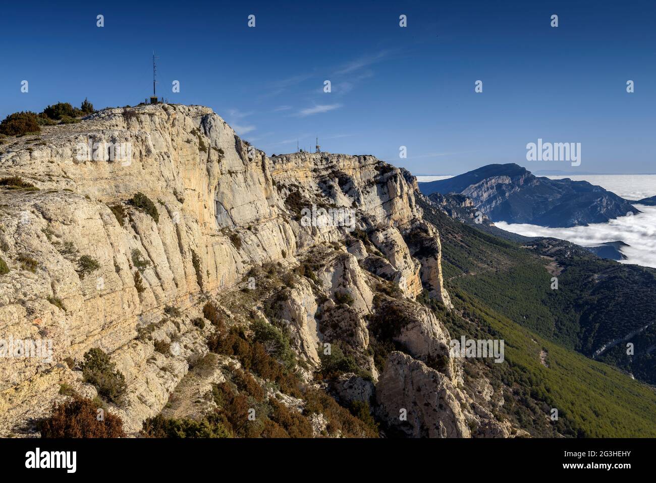 Winter views from the top of the cliffs of the Montsec mountain range ...