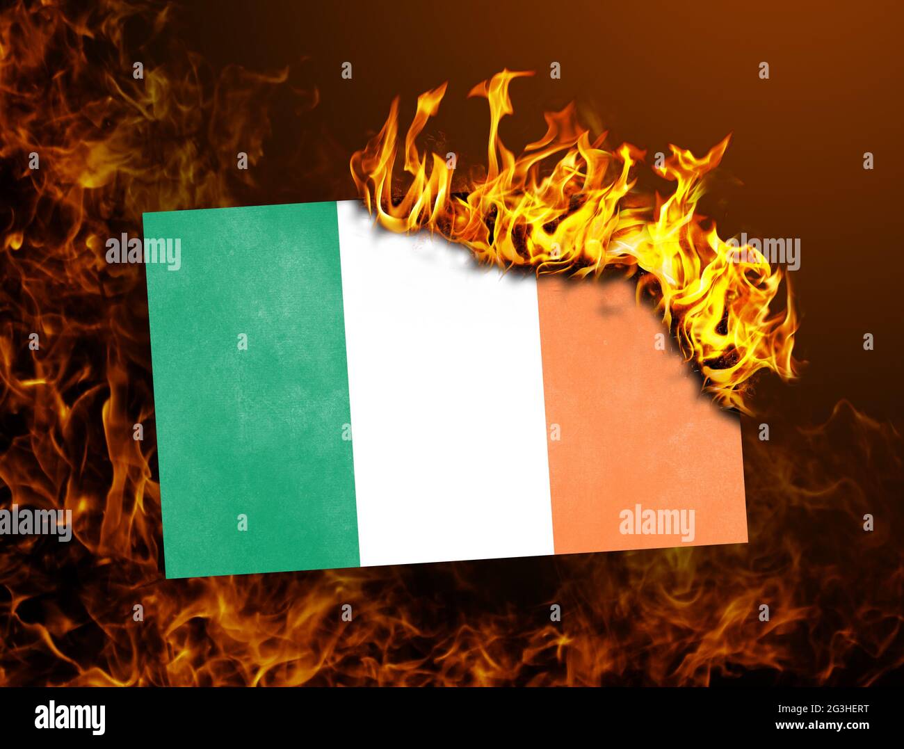 Ireland burning fire flag war hi-res stock photography and images - Alamy