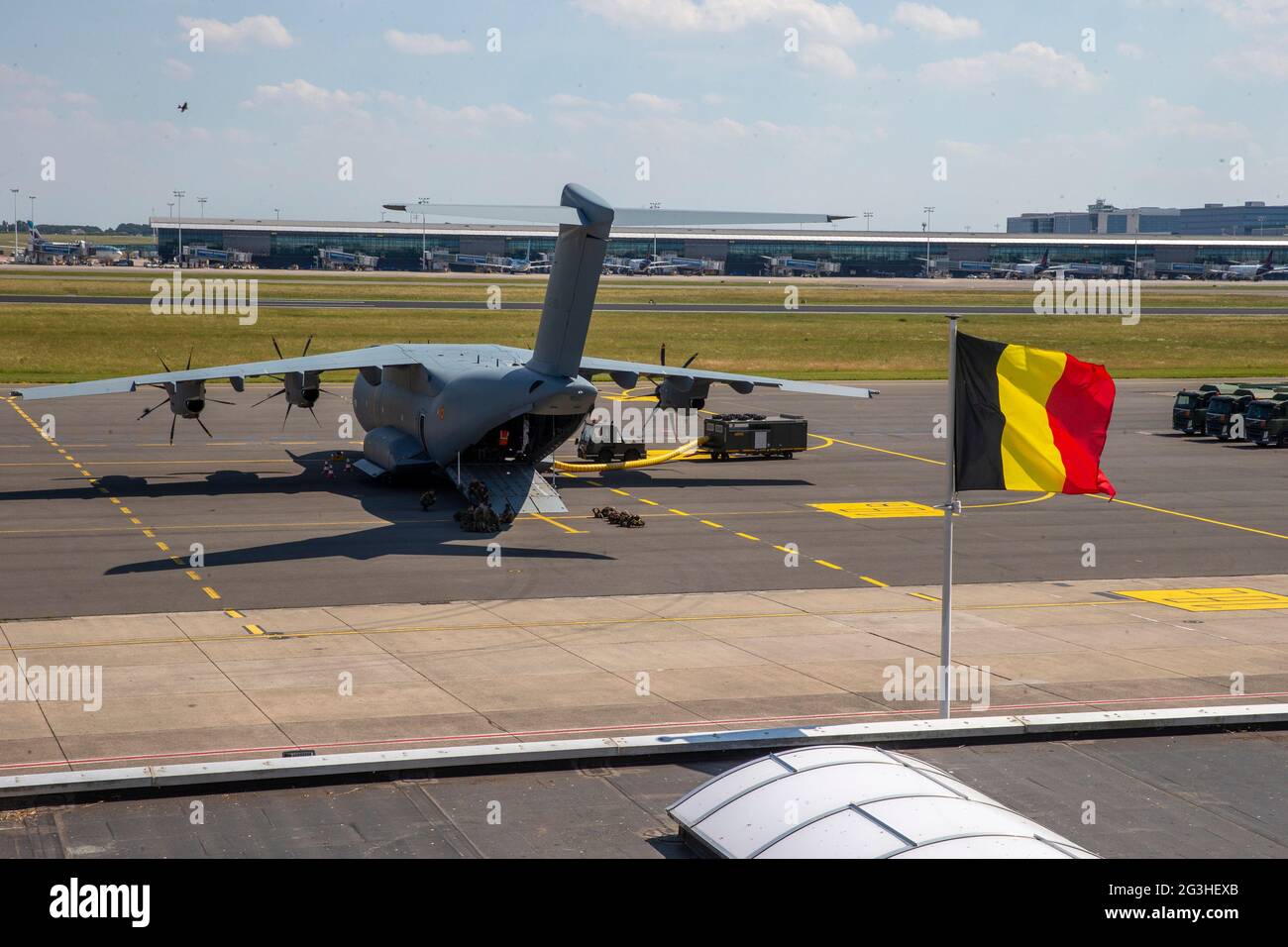 An A400M pictured during a visit of the Wing, aerial transport unity ...