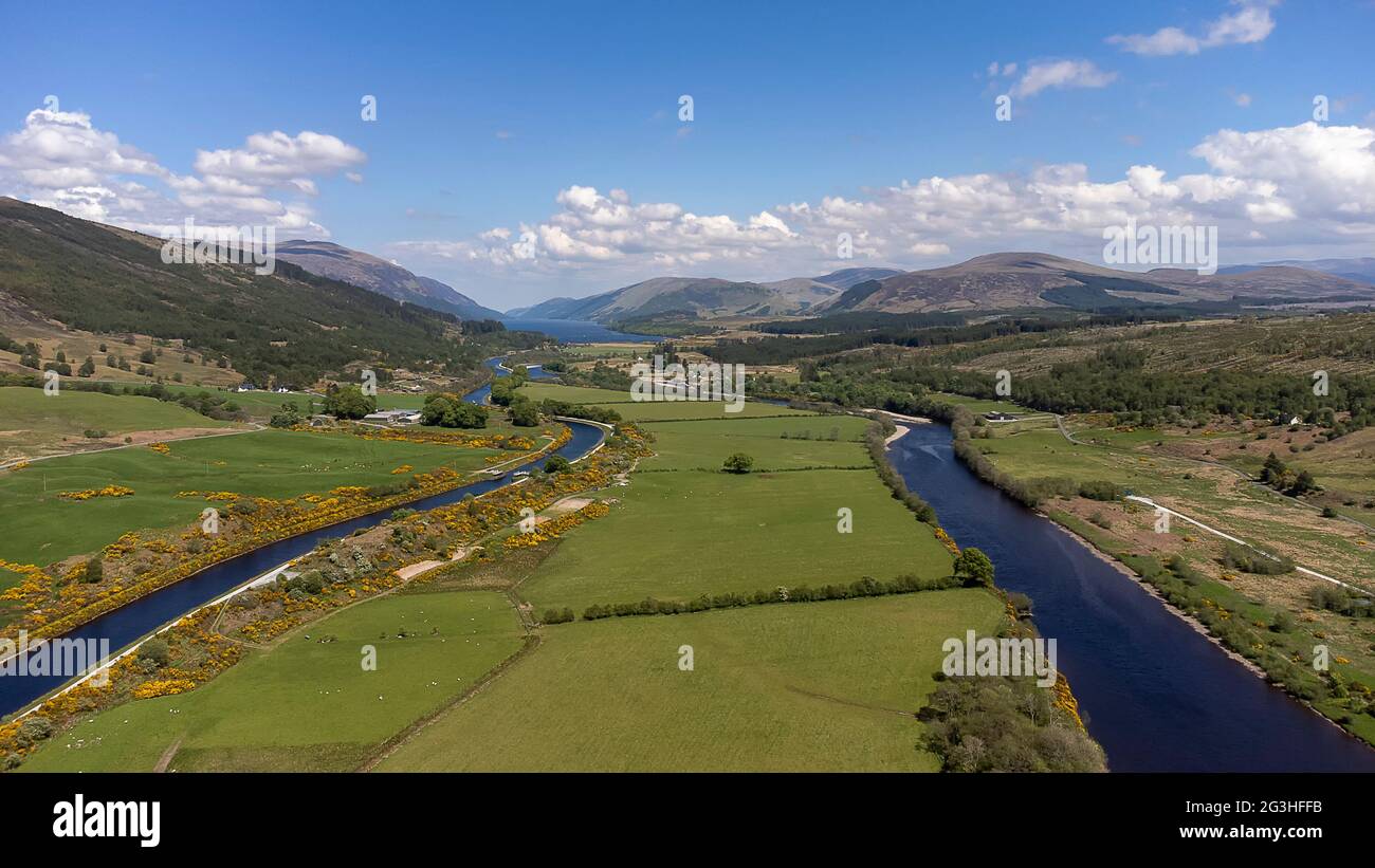 The Caledonian Canal between Inverness and Loch Ness in the Scottish ...