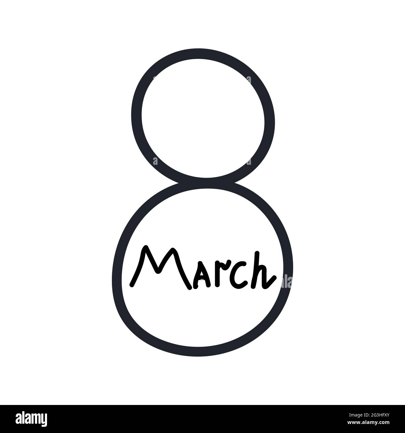 Lettering March 8th. Hand-drawn Womens Day sign. Black text isolated on ...