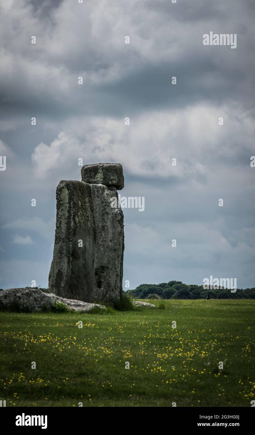 Close up photo of a monolith of the mystical monument of Stonehenge ...