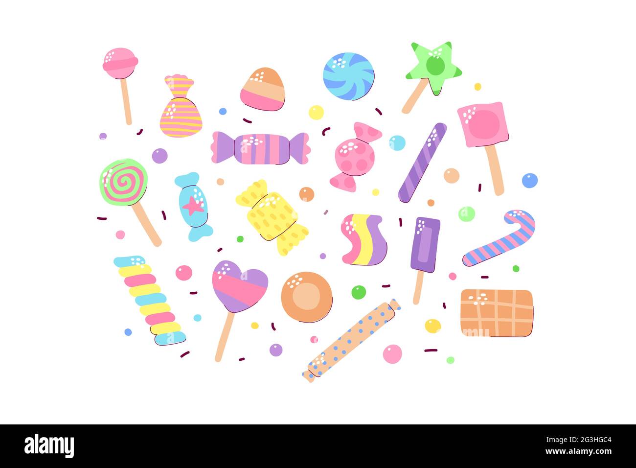 Cute multicolored candy set. Sugar Sweets isolated on white background ...