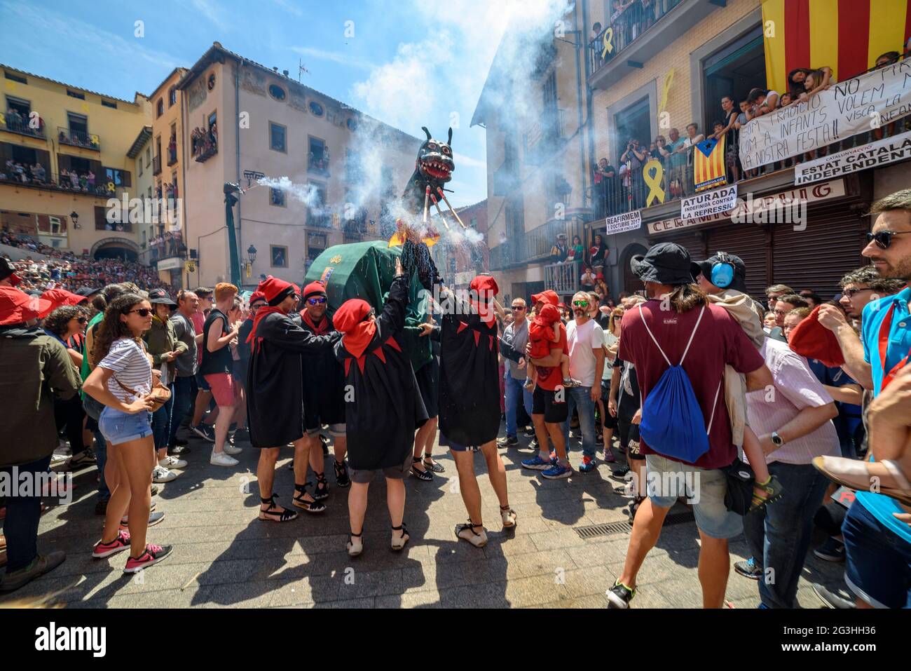 Dance of the Guites (folkloric mules) in the Patum de Berga festival ...