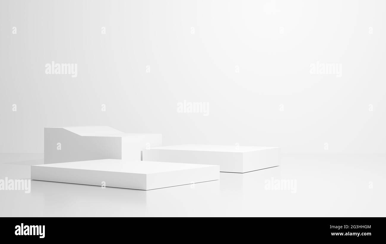Square white podiums Stock Photo - Alamy