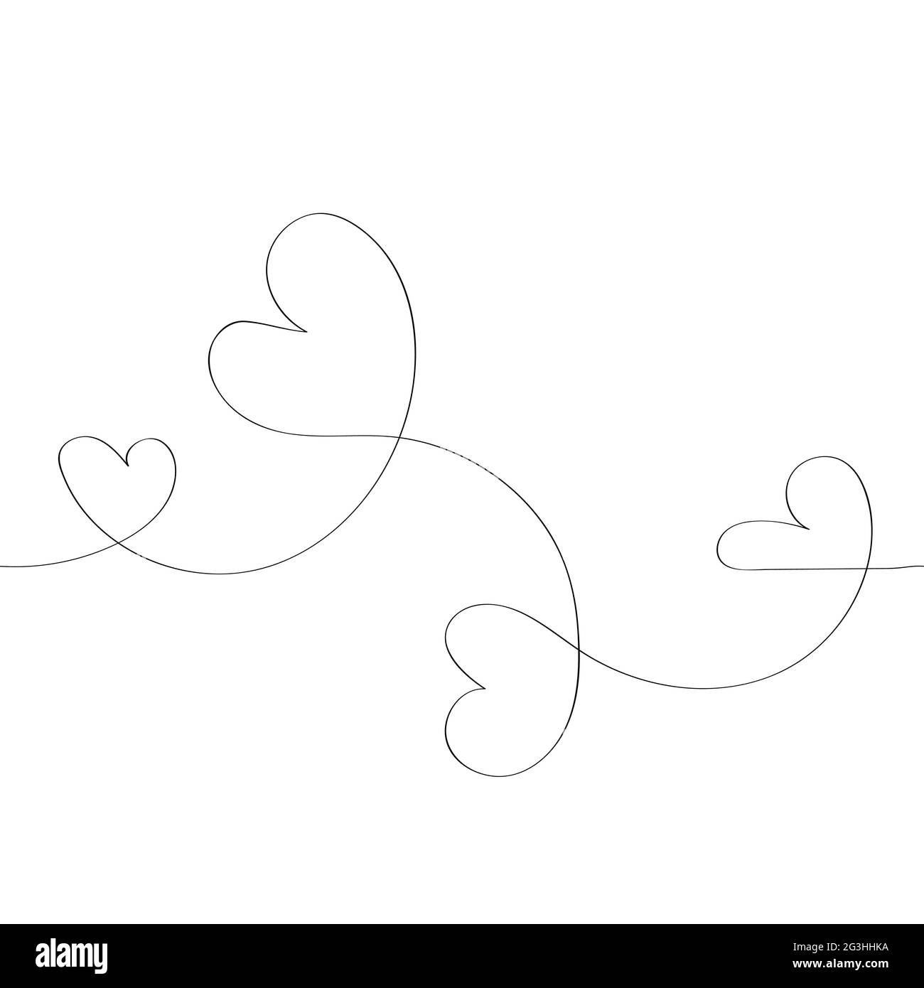 Seamless vector line art pattern. Continuous black line forming a heart ...