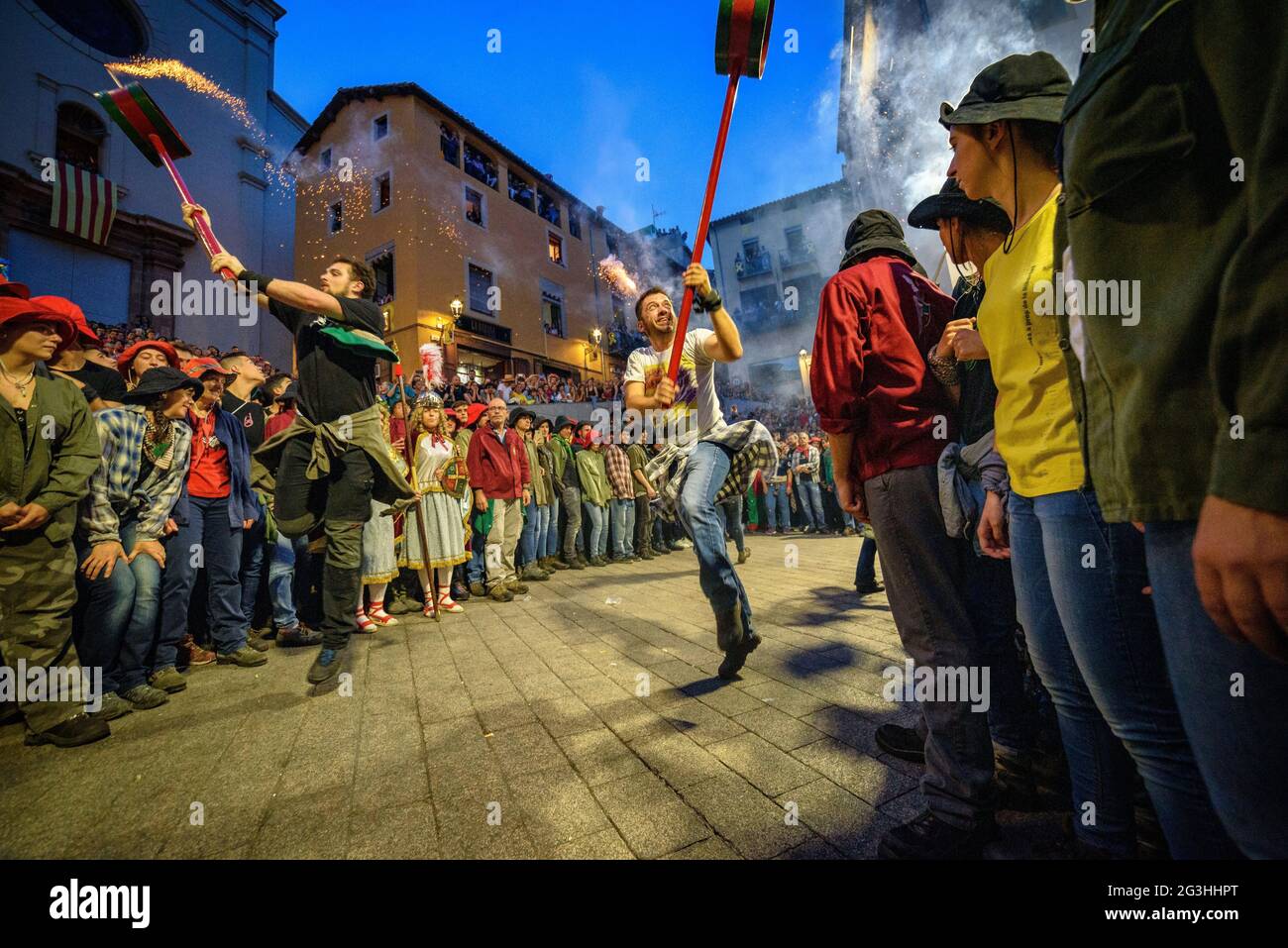 Dance of the Maces and Àngels (Angels) in the Patum de Berga festival ...