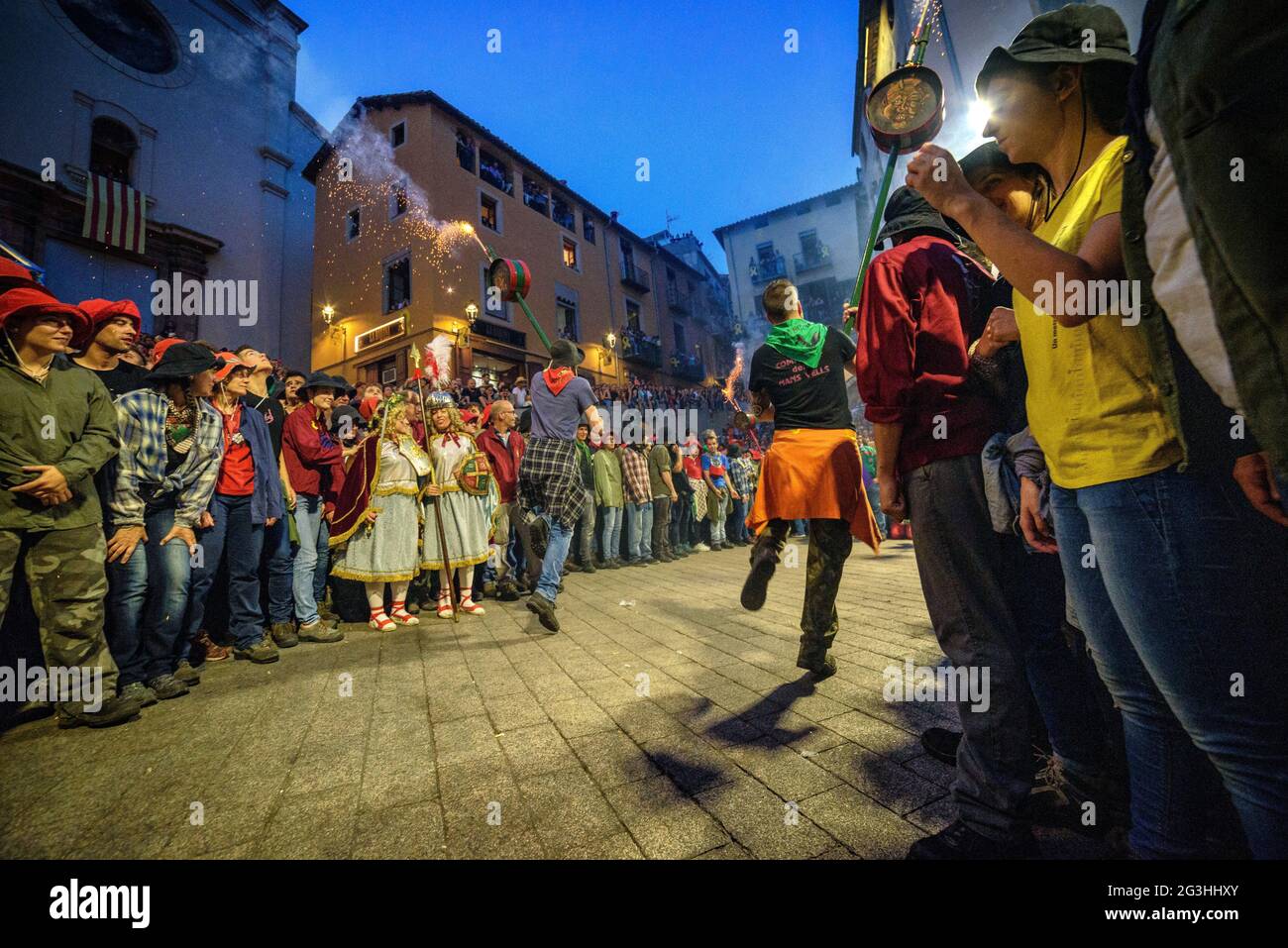 Dance of the Maces and Àngels (Angels) in the Patum de Berga festival ...