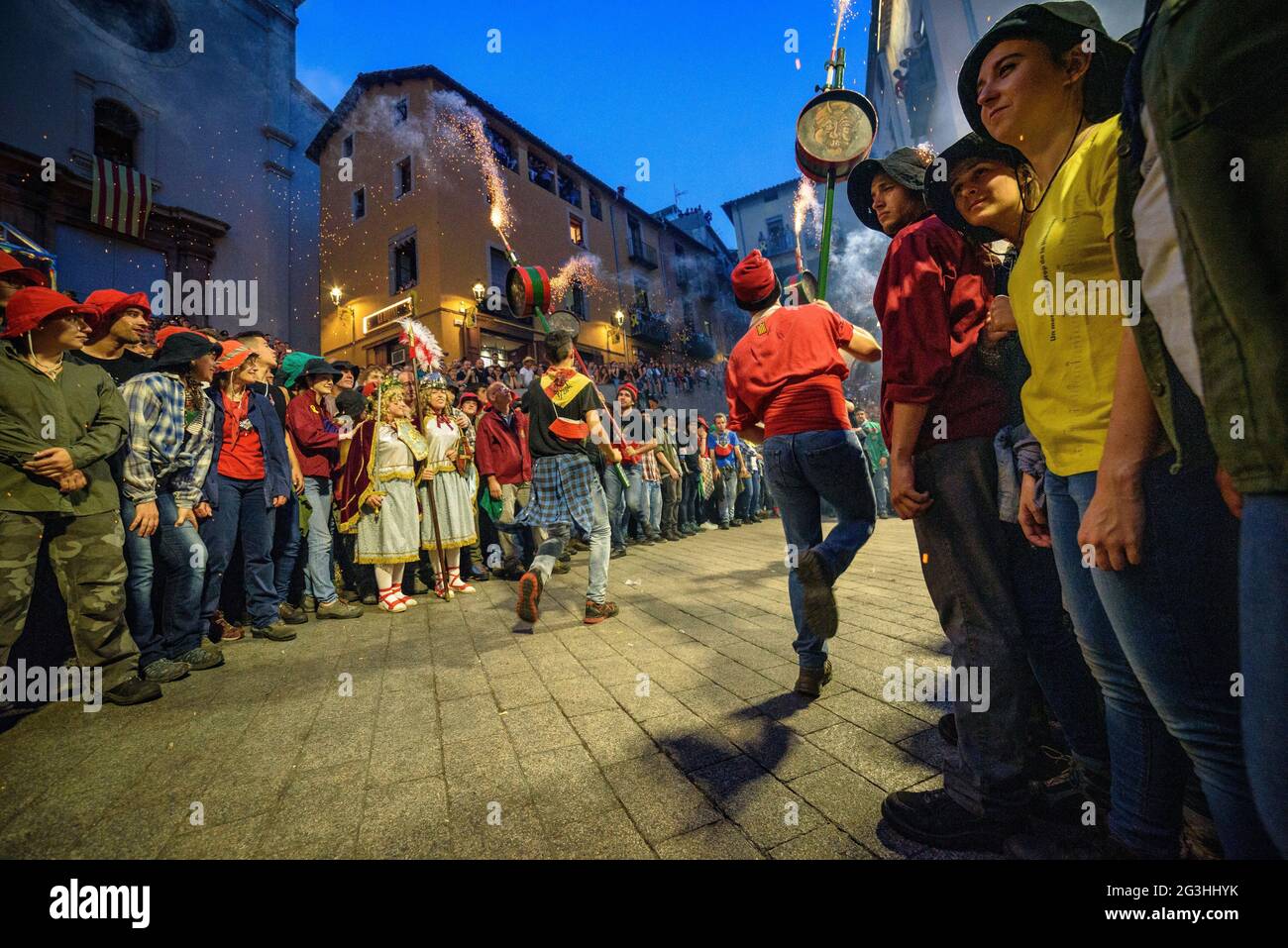 Dance of the Maces and Àngels (Angels) in the Patum de Berga festival ...