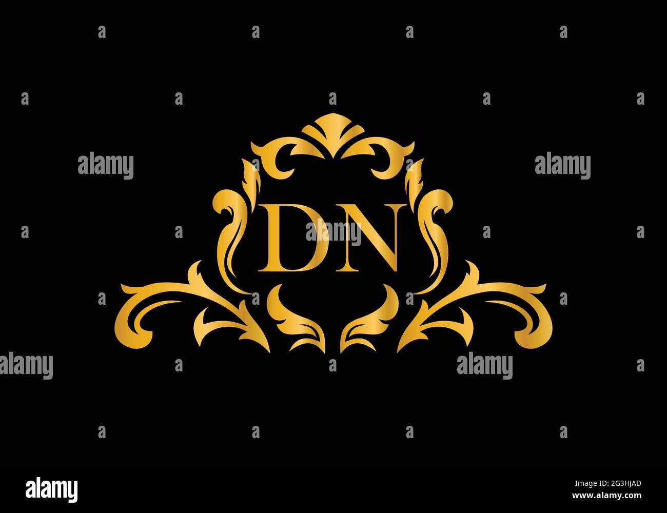 Luxury Alphabet letters DN. Golden Floral alphabet . Monogram initials ...