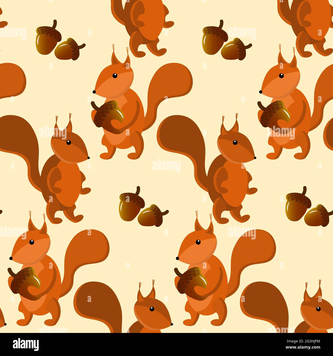 Squirrel and acorn pattern. Autumn illustration for children Stock ...