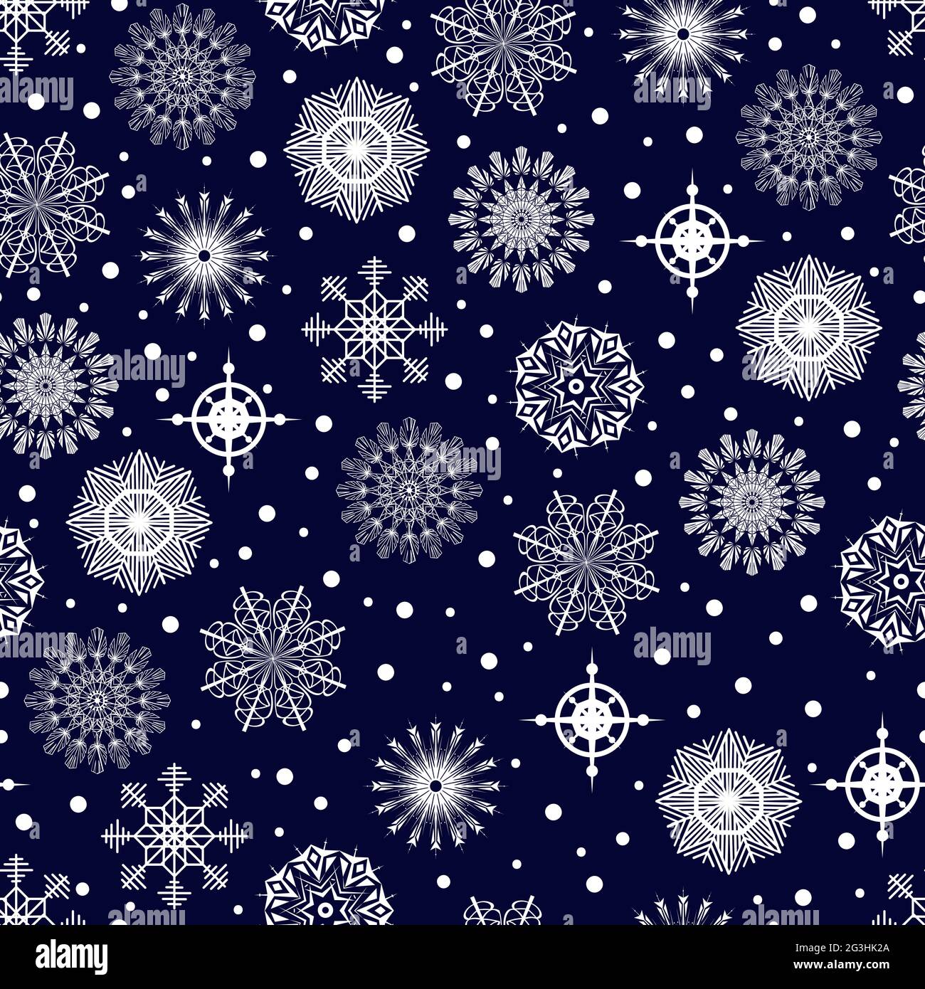 Seamless vector winter pattern. White snowflakes on a blue background ...