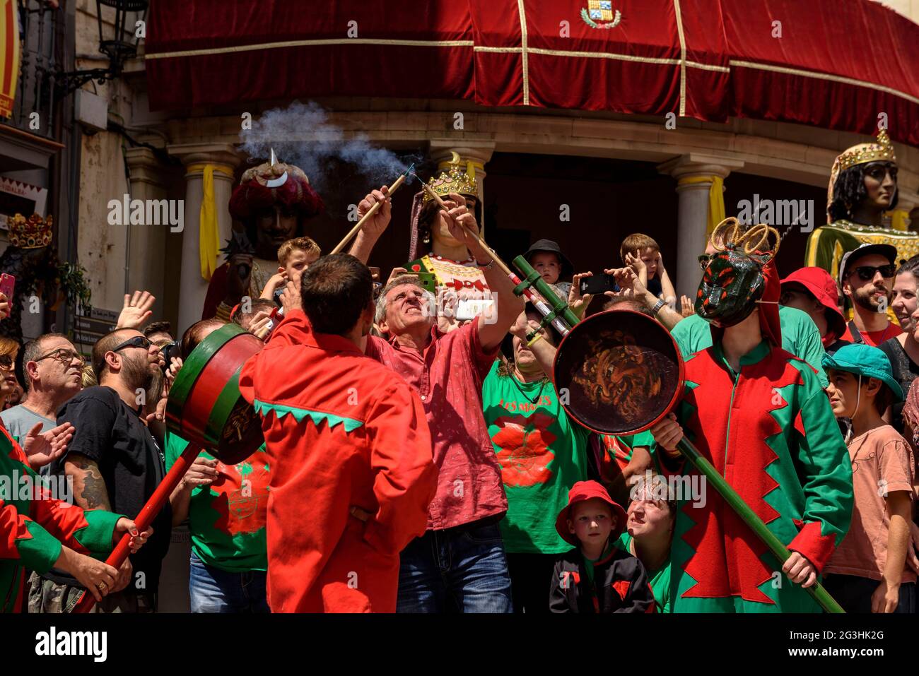 Dance of the Maces and Àngels (Angels) in the Patum de Berga festival ...