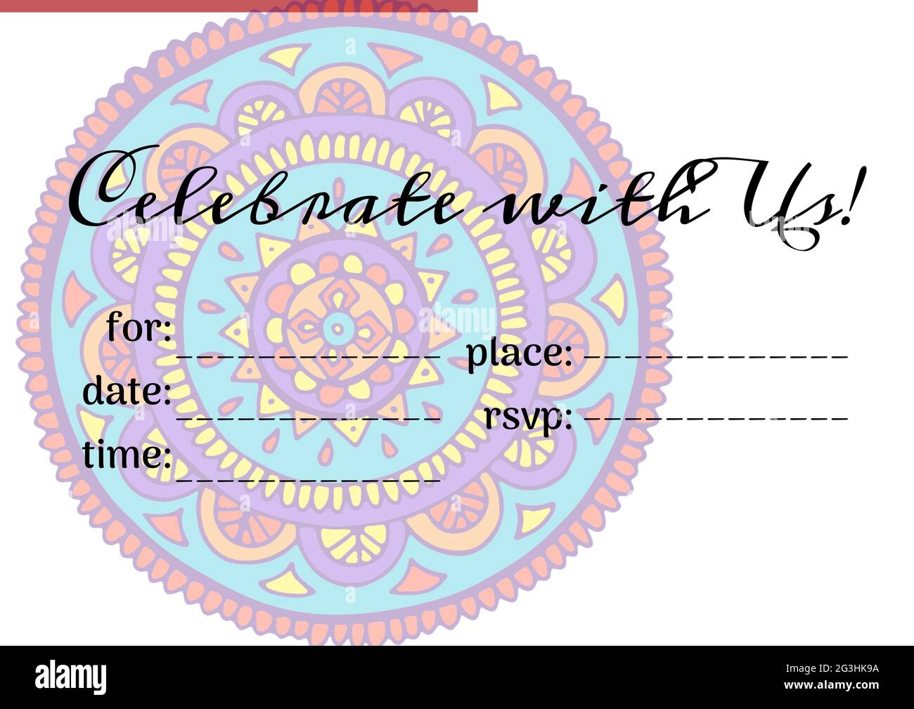 Celebrate with us text with copy space against decorative floral design ...