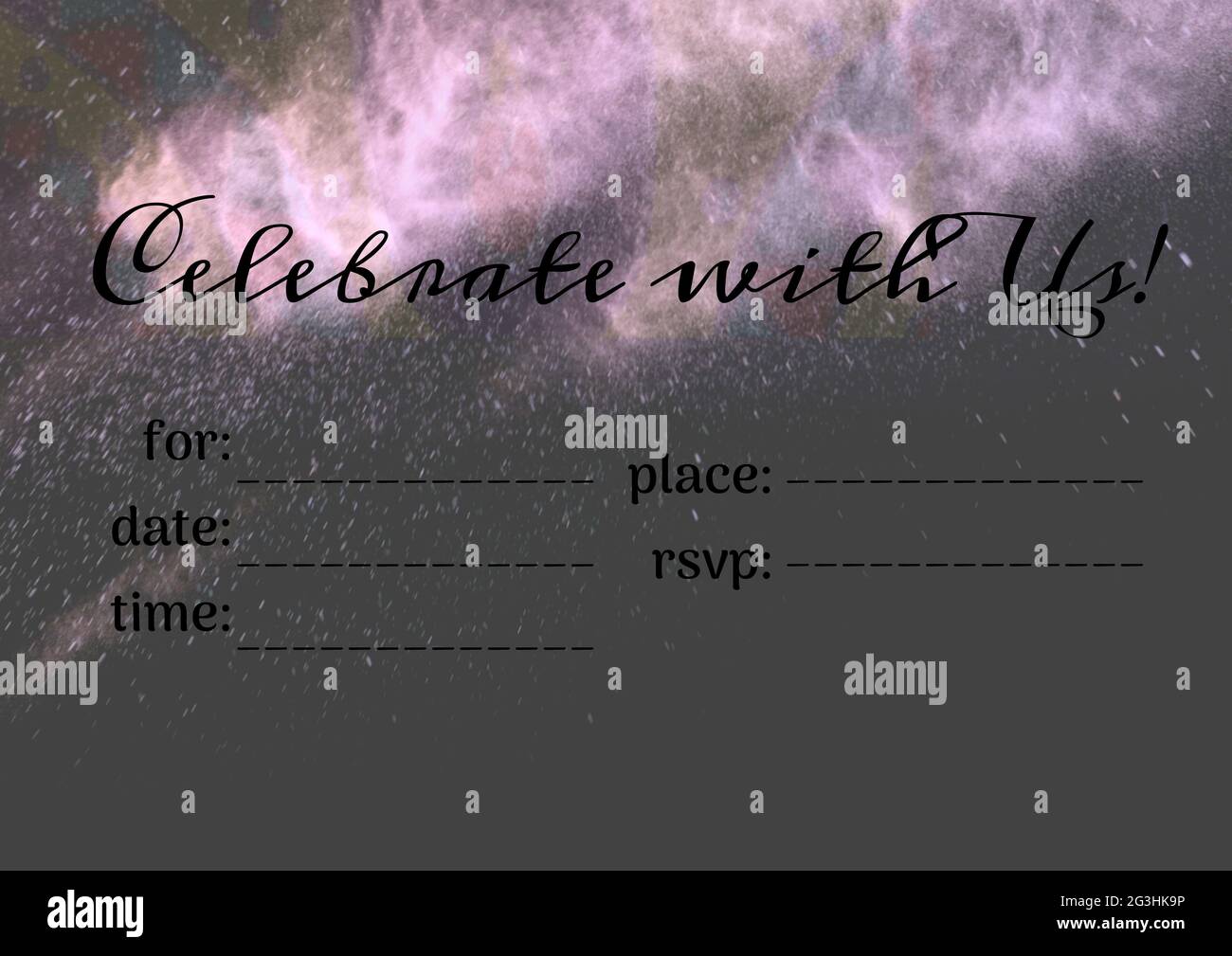 Celebrate with us text with copy space against pink powder effect on ...