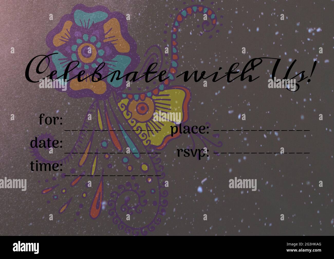 Celebrate with us text with copy space against white spots over floral ...