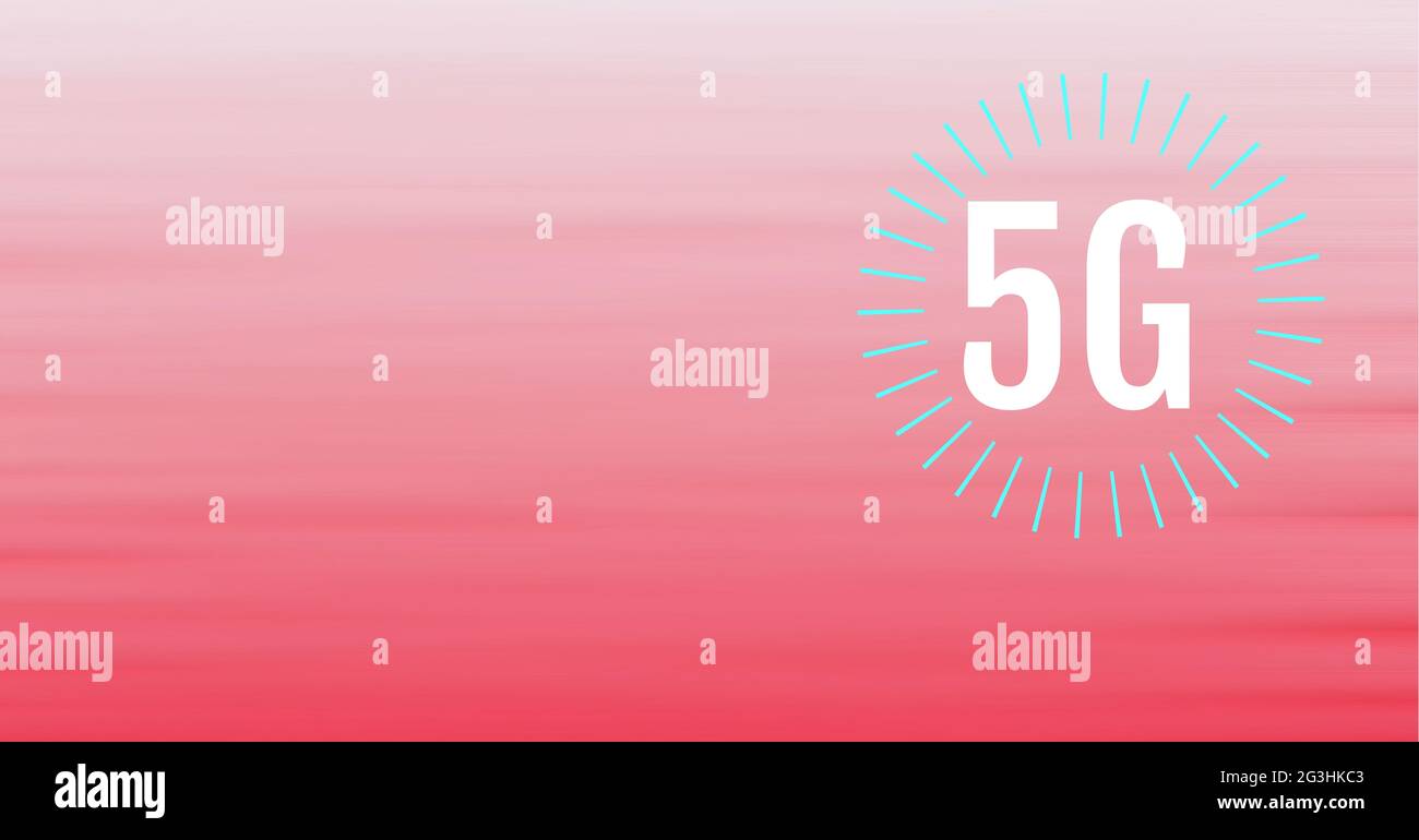 5g text over neon round scanner against pink gradient background Stock ...