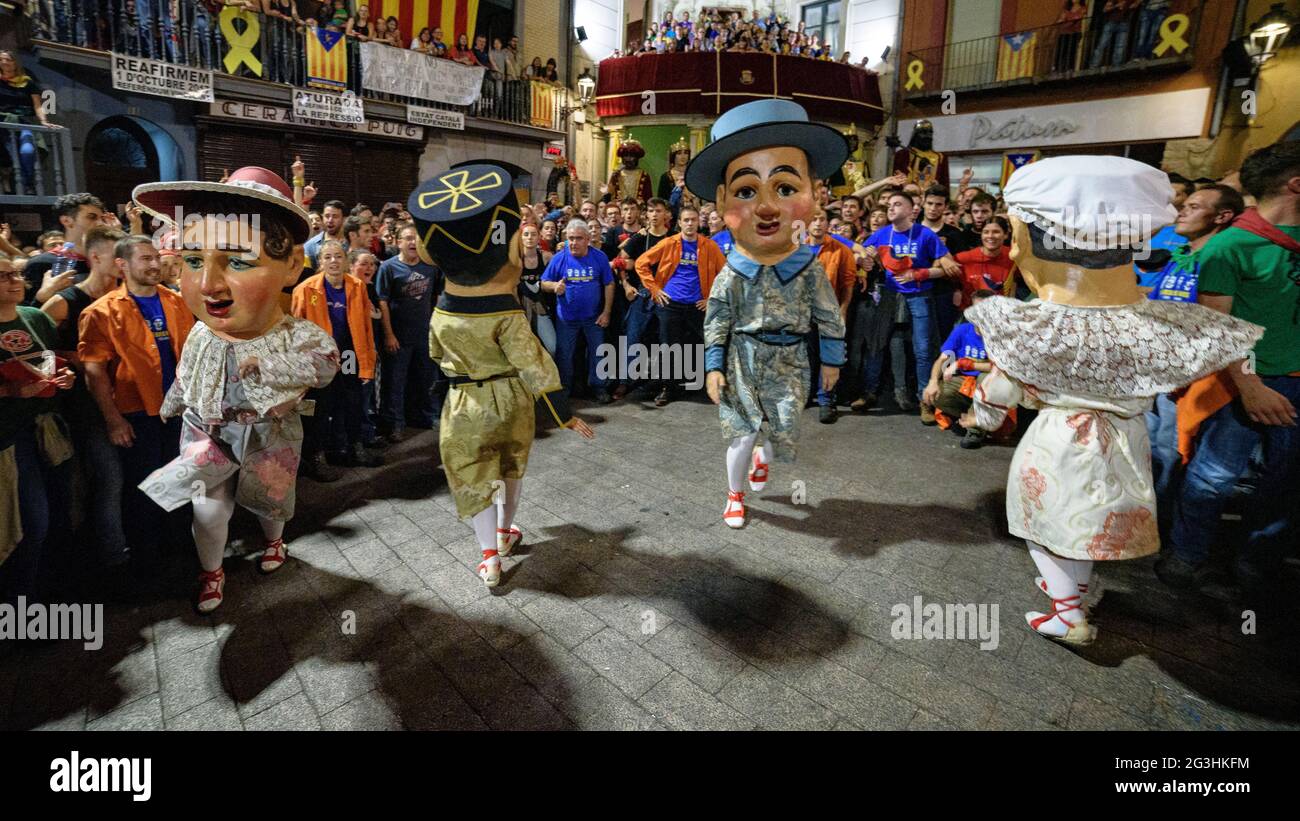 Dance of the Nans Nous (New Dwarfs) in the Patum de Berga festival ...