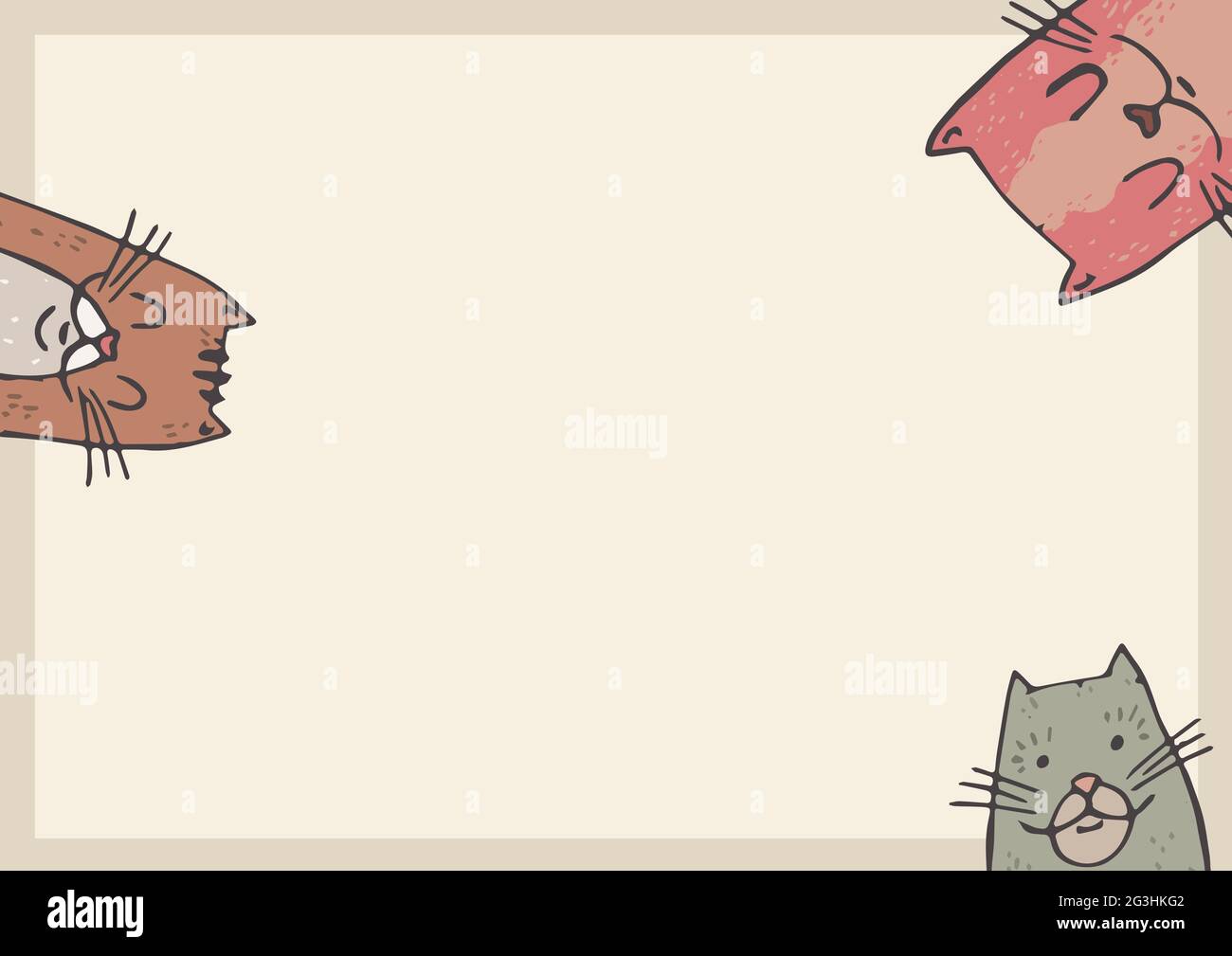 Composition of three cats with copy space on cream background Stock ...