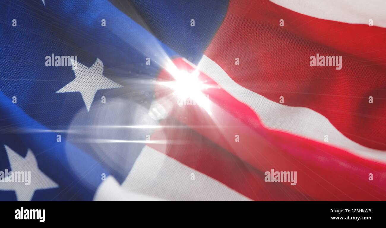 Bright spot of light against american flag Stock Photo - Alamy