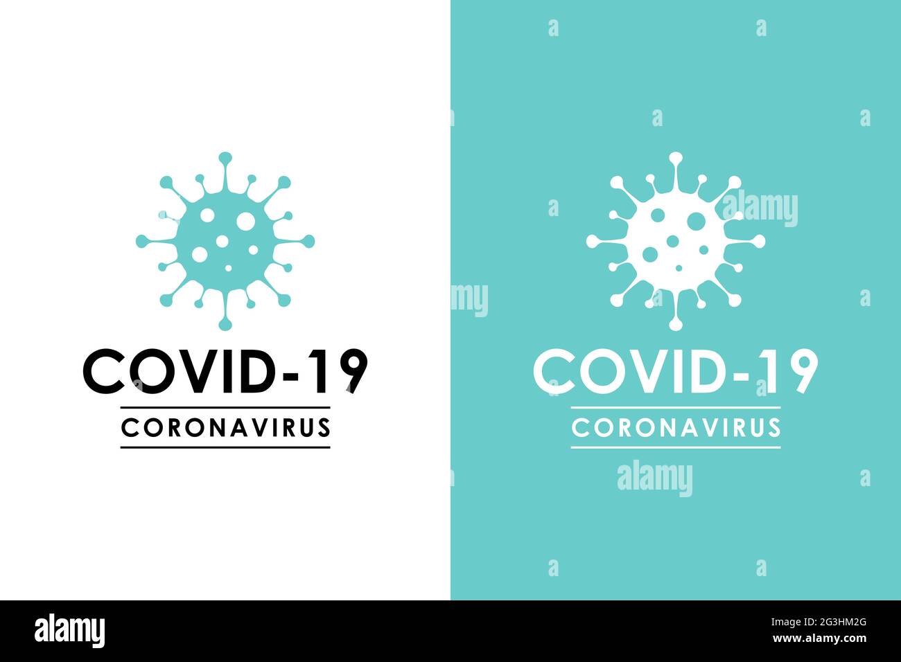 Coronavirus logo with bacteria in white and blue tones. Vector ...