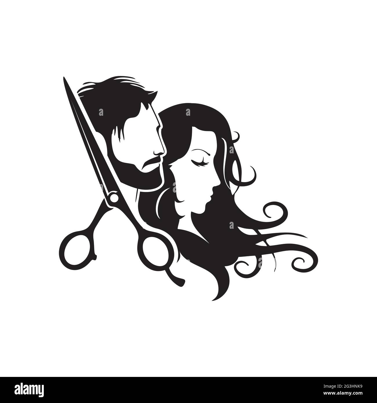 Hairdresser Logo Beauty Salon Logo With Man And Woman Silhouettes